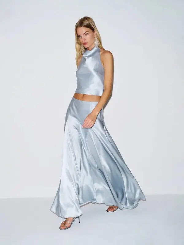 REFORMATION Sera Silk Two-piece Set - Blue