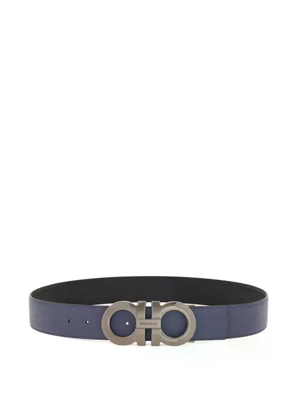 FERRAGAMO Reversible Leather Belt - Grey