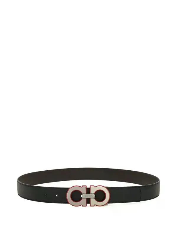 FERRAGAMO Gancini Leather Belt - Black