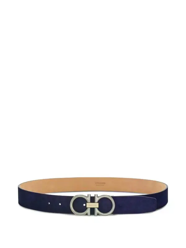 FERRAGAMO Gancini Suede Belt - Blue