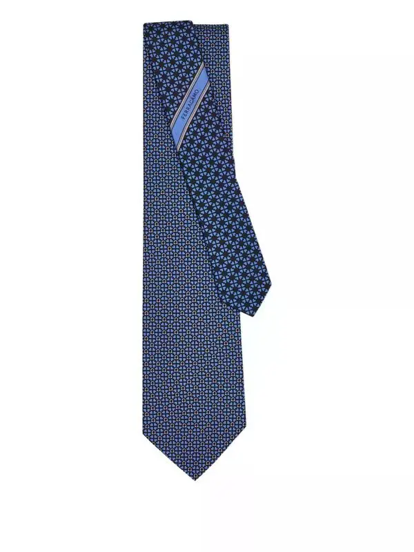 FERRAGAMO Gancini Patterned Neck Tie - Blue