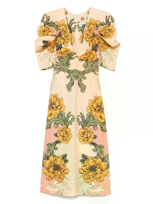 Farm Rio Floral-print Dress - Neutrals