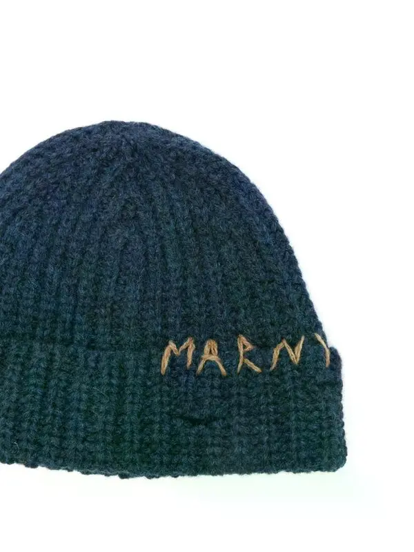 Marni Logo-embroidered Beanie - Blue