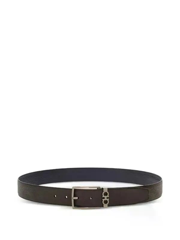 FERRAGAMO Gancini-plaque Belt - Testa Di Moro/midnight Blue