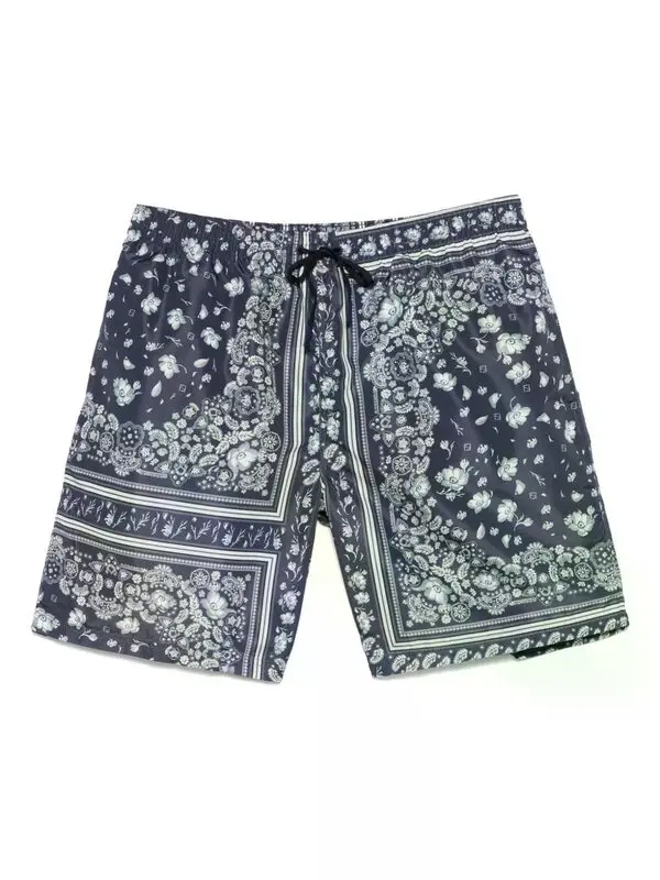 Fendi Bandana-print Swim Shorts - Blue