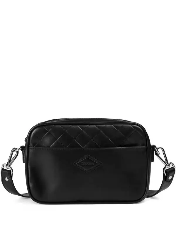 DOUCAL'S Matelassé-detail Leather Messenger Bag - Black