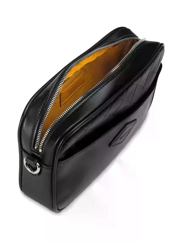 DOUCAL'S Matelassé-detail Leather Messenger Bag - Black