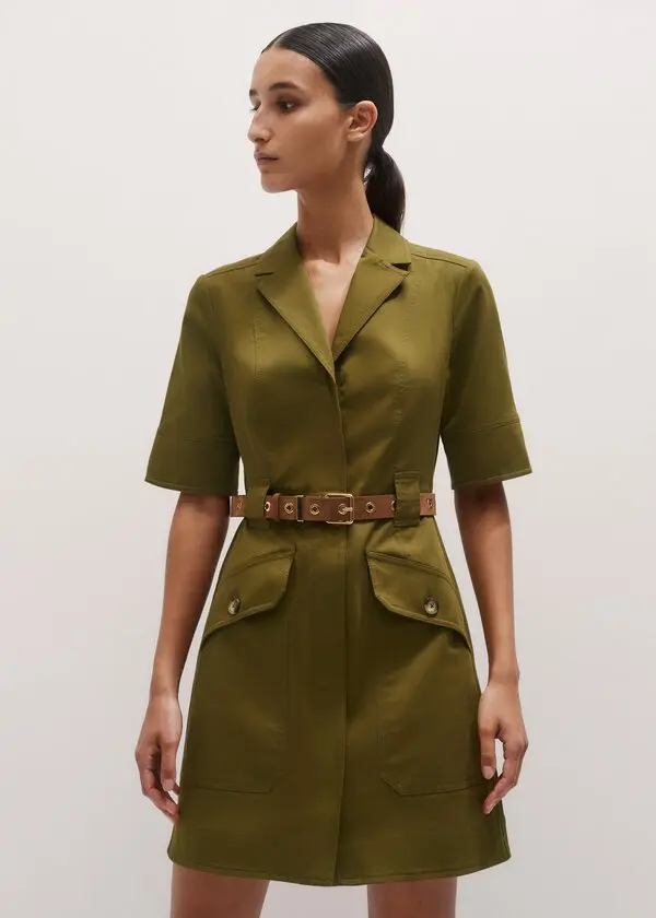 ME+EM Collared Utility Shirt Dress With Belt