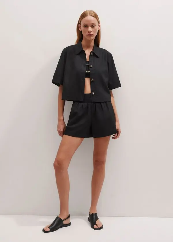 ME+EM Crease-less Linen Boxy Crop Shirt