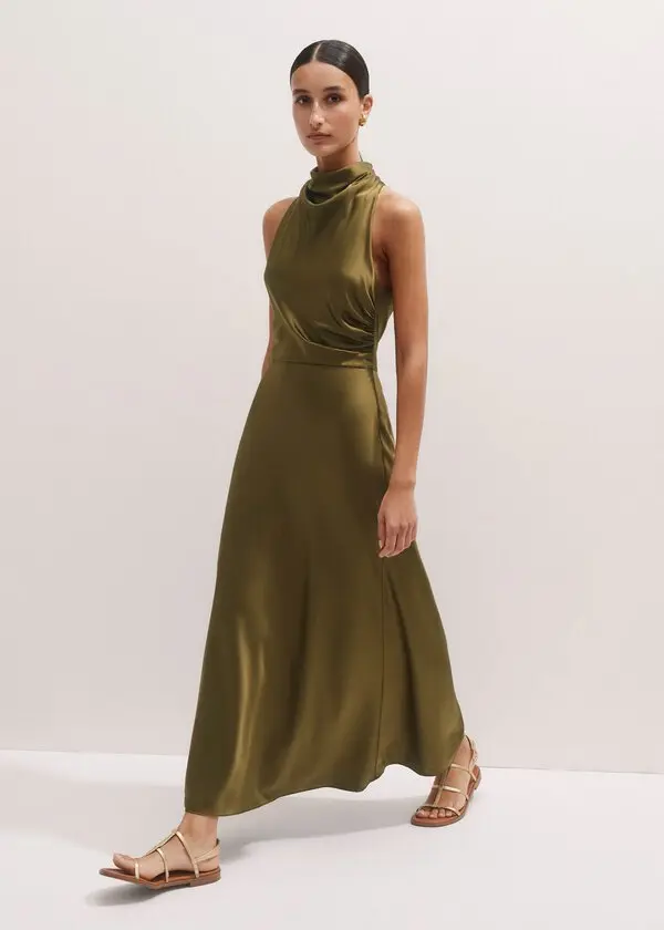 ME+EM Draped Halterneck Maxi Dress