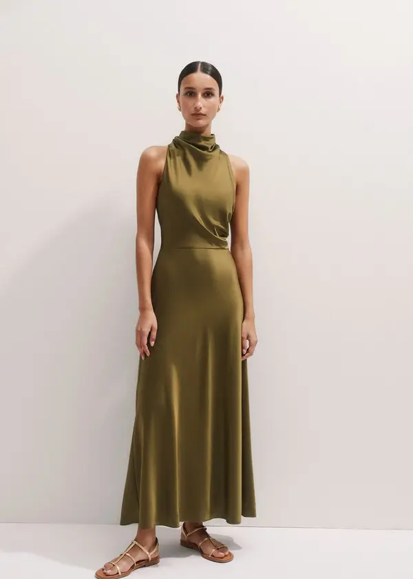 ME+EM Draped Halterneck Maxi Dress