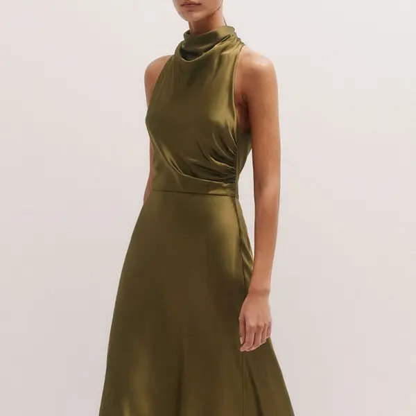 ME+EM Draped Halterneck Maxi Dress