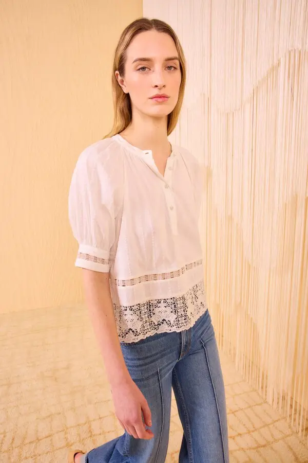 Ulla Johnson Faye Puff Sleeve Blouse - Pristine