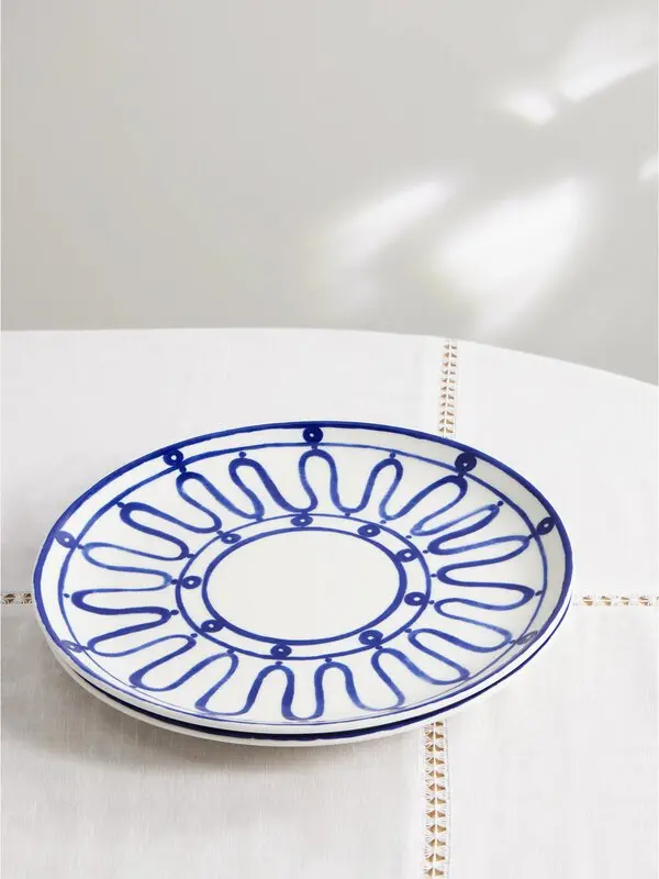 Themis Z Kyma Painted Porcelain Dessert Plate - Blue