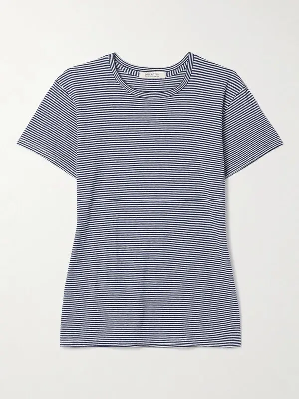 NILI LOTAN Lana Striped Cotton-jersey T-shirt - Blue