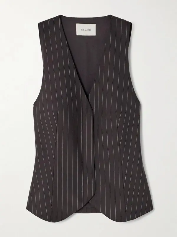 ST. AGNI Pinstriped Virgin Wool-blend Vest