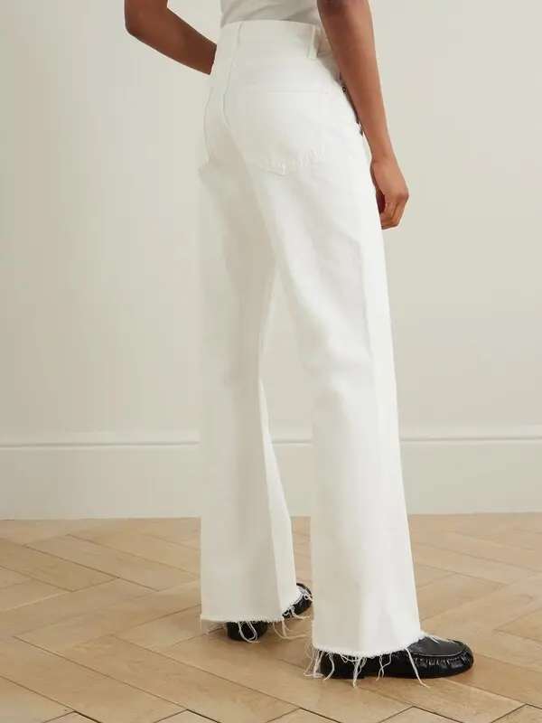FRAME The Lax Distressed Mid-rise Flared Jeans