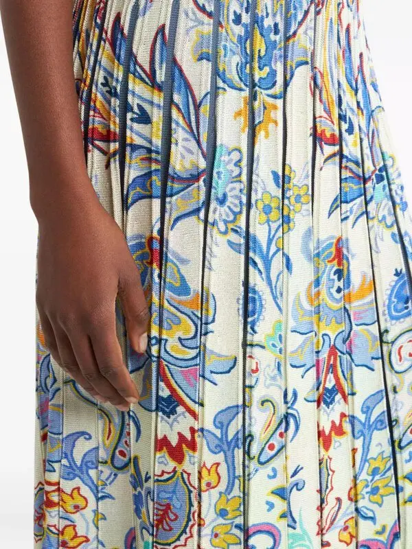 Etro Printed Pleated Midi Skirt
