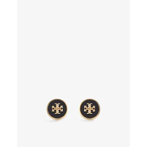 Tory Burch Kira Circle Stud Earrings - Tory Gold / Black