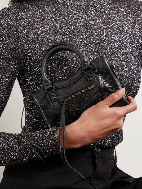 Balenciaga Le City Nano Textured-leather Tote - Black