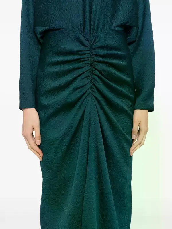 Amsale Dolman-sleeved Draped Dress - Green