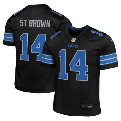 Nike Youth Amon-ra St. Brown Detroit Lions Alternate Player Game Jersey - Black