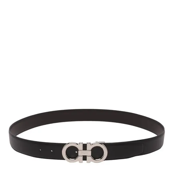 FERRAGAMO Adjustable And Reversible Gancini Belt - Black