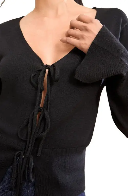 FRIENDS LIKE THESE Tie Front V-neck Cardigan