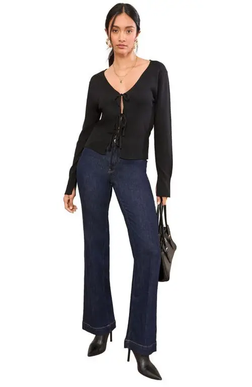FRIENDS LIKE THESE Tie Front V-neck Cardigan