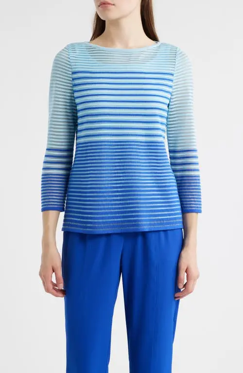 Ming Wang Stripe Sheer Knit Tunic