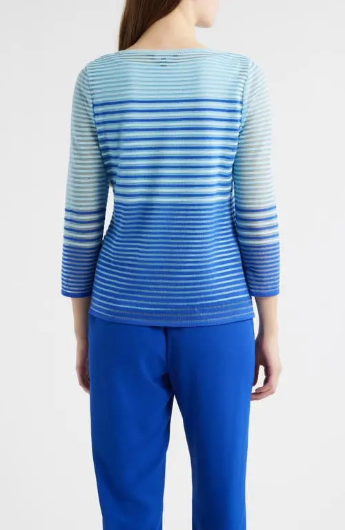 Ming Wang Stripe Sheer Knit Tunic