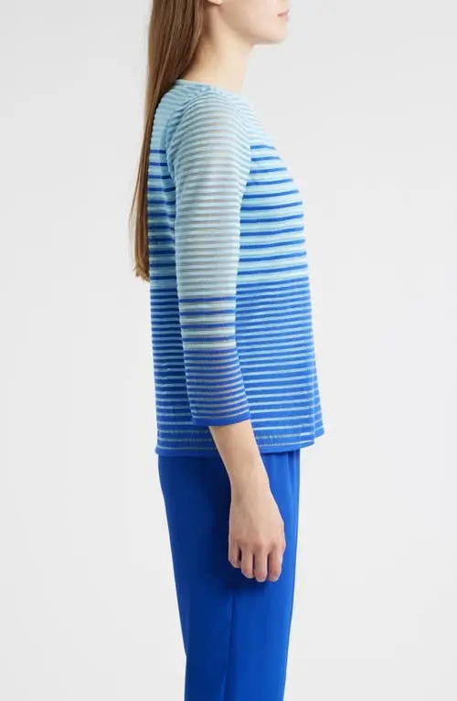 Ming Wang Stripe Sheer Knit Tunic