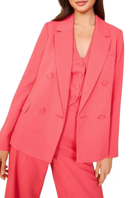 FRIENDS LIKE THESE Crosshatch Texture Double Breasted Blazer - Pink