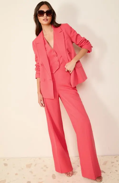 FRIENDS LIKE THESE Crosshatch Texture Double Breasted Blazer - Pink