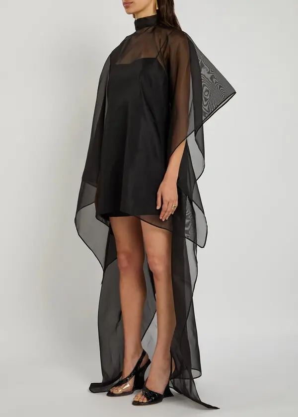Taller Marmo Fantazia Sheer-Silk Mini Kaftan Dress In Black - 50% Off |  Editorialist