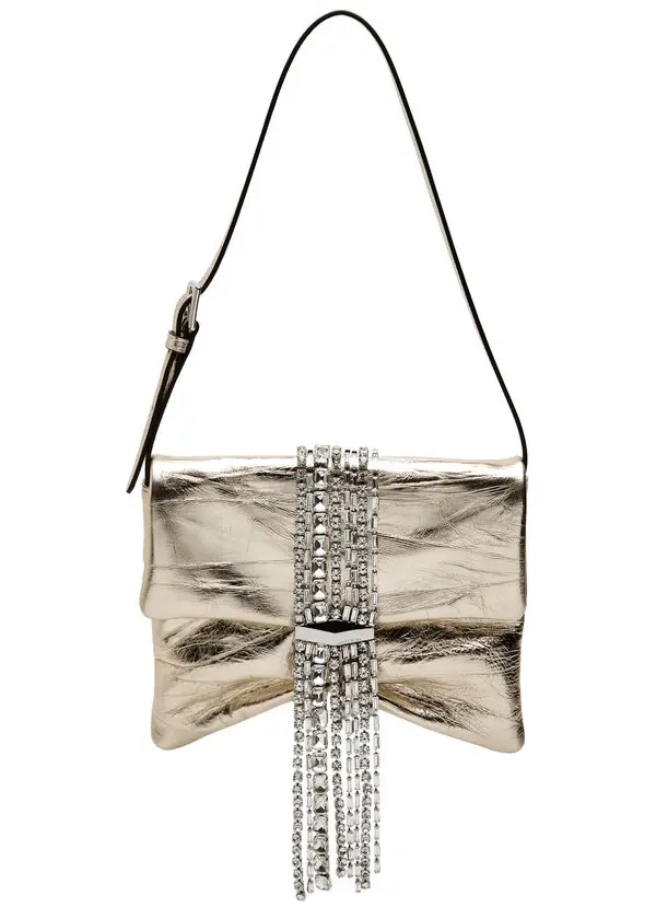 JIMMY CHOO Zandra Crystal-embellished Shoulder Bag - Silver