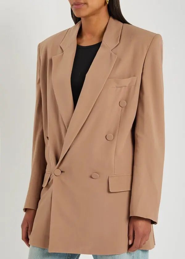 Saint Laurent Oversized Silk-chiffon Blazer - Brown