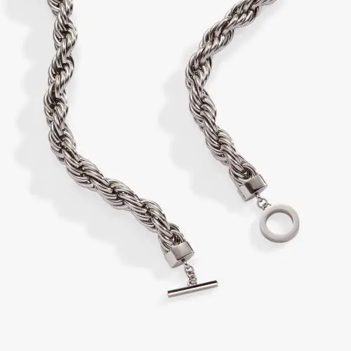 ALEX AND ANI Large Rope Chain Toggle Necklace - Silver