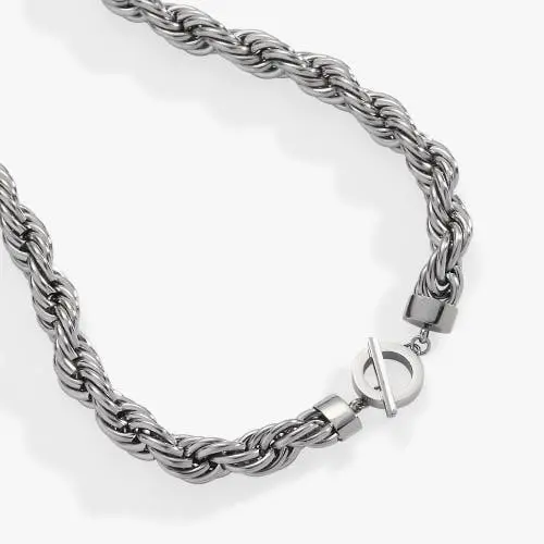 ALEX AND ANI Large Rope Chain Toggle Necklace - Silver