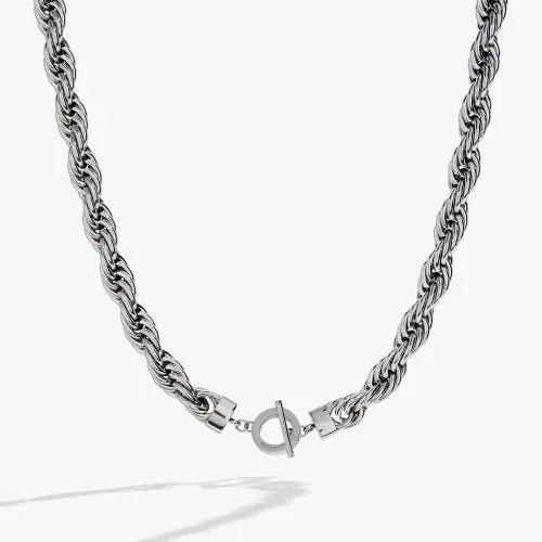 ALEX AND ANI Large Rope Chain Toggle Necklace - Silver
