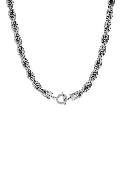 ALEX AND ANI Large Rope Chain Toggle Necklace - Silver