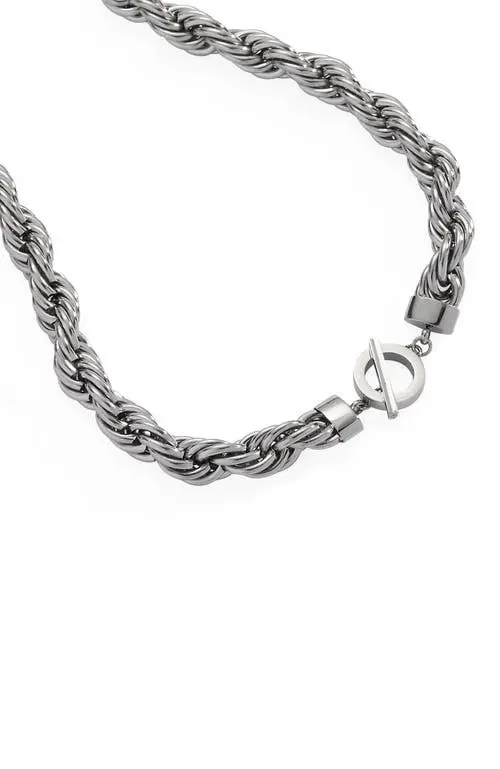ALEX AND ANI Large Rope Chain Toggle Necklace - Silver