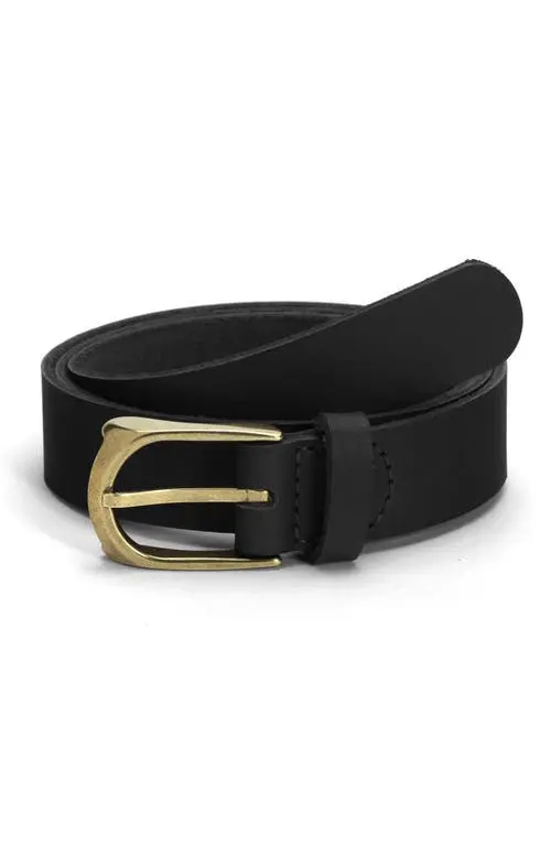 EZRA ARTHUR Horseshoe Buckle Leather Belt 30mm - Black And Brass