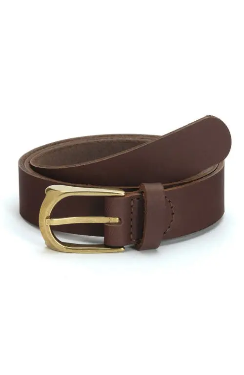EZRA ARTHUR Horseshoe Buckle Leather Belt 30mm - Brown And Brass