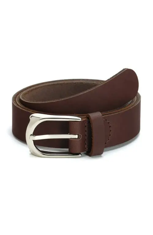 EZRA ARTHUR Horseshoe Buckle Leather Belt 30mm - Brown And Nickel