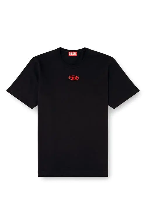 DIESEL® Metallic Oval D Logo T-shirt - Very/ Black