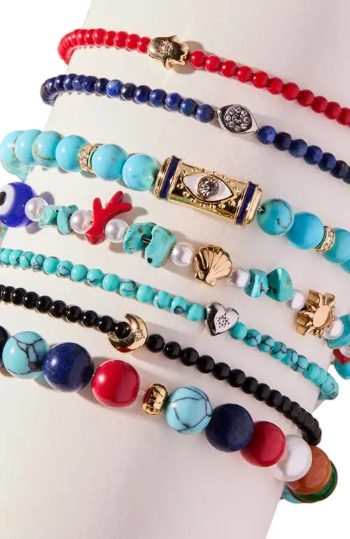 ALEX AND ANI Evil Eye Lapis Mini Stretch Bracelet - Blue