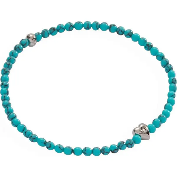 ALEX AND ANI Heart Mini Stretch Bracelet - Turquoise