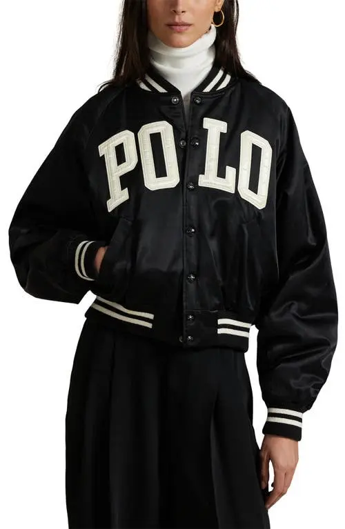 Polo Ralph Lauren Logo Satin Bomber Jacket - Polo Black