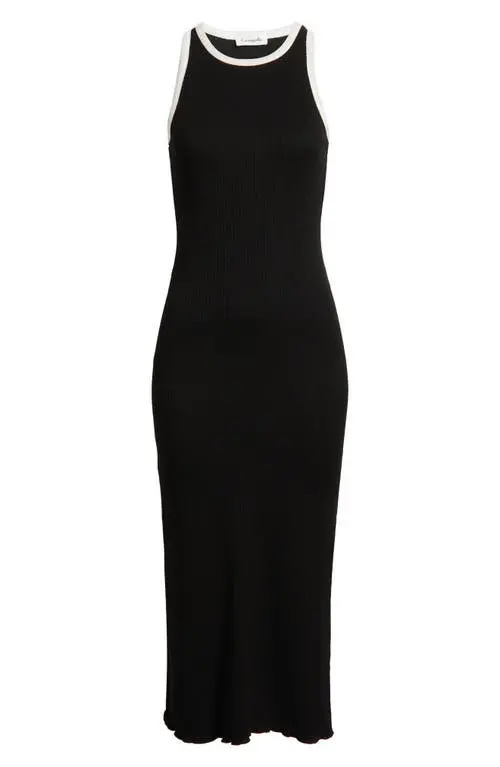 Loveappella Racer Tank Ribbed Midi Dress - Black